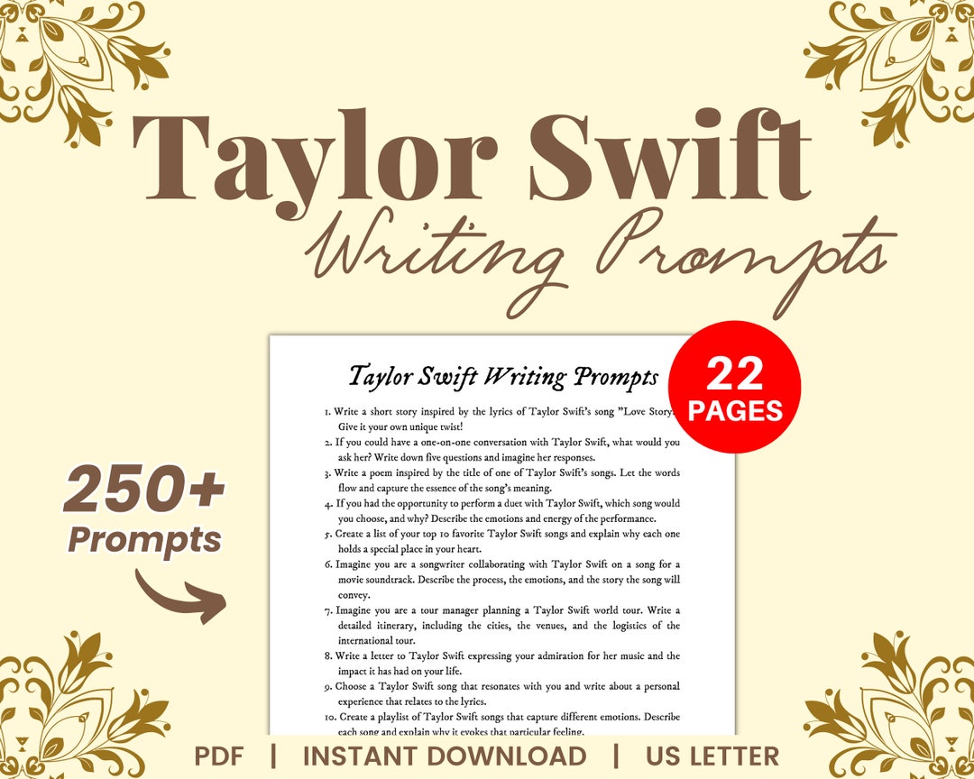 Taylor Swift Writing Prompts Taylor Swift Journal Prompts - Etsy