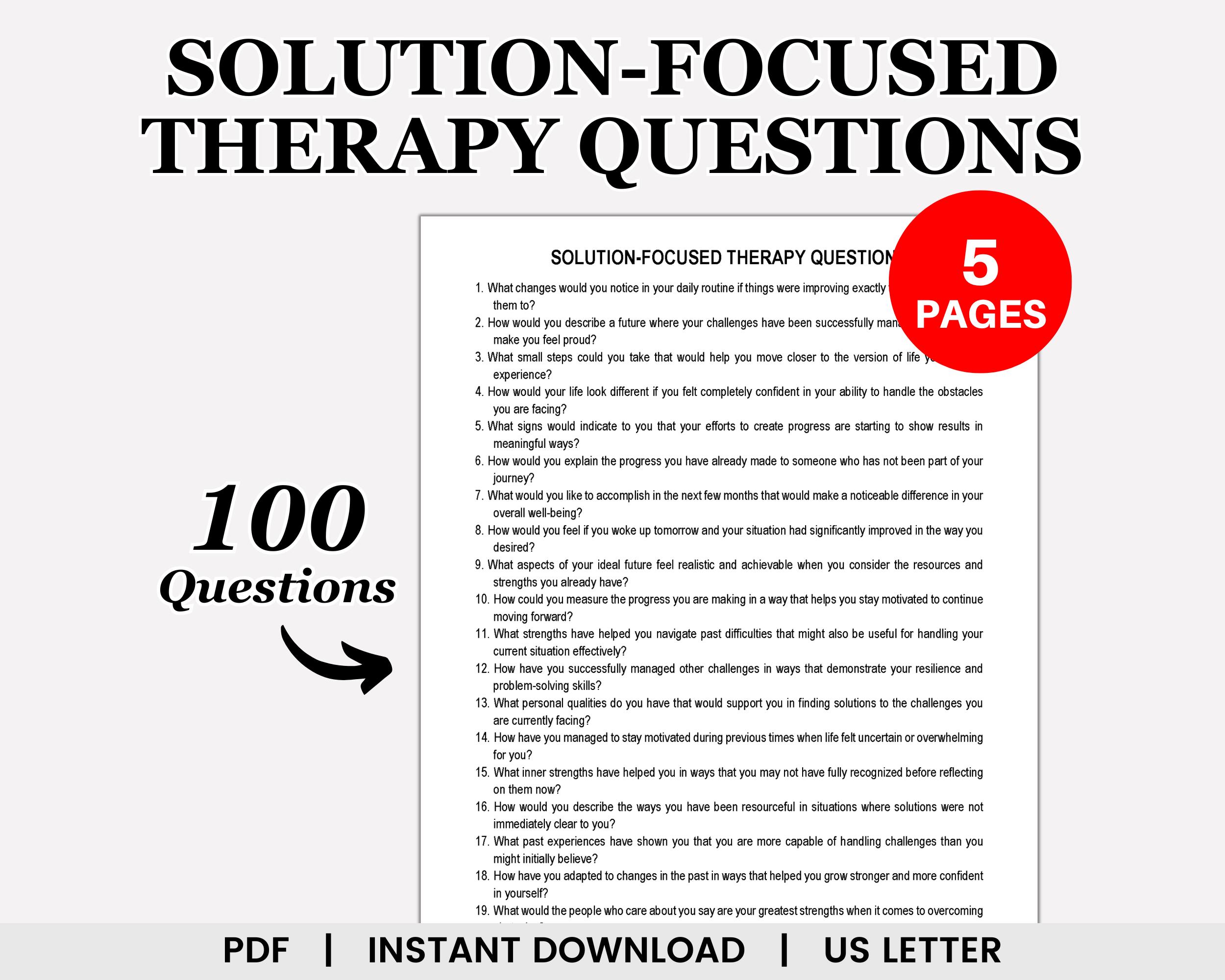 Solution Focused Therapy Questions, SFT Therapy, Solution Focused Brief ...