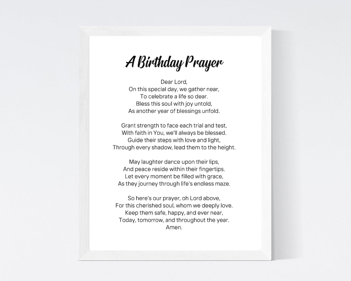 A Birthday Prayer Wall Art, Birthday Wall Art, Prayer Gift, Christian ...