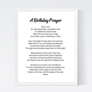 A Birthday Prayer Wall Art, Birthday Wall Art, Prayer Gift, Christian ...