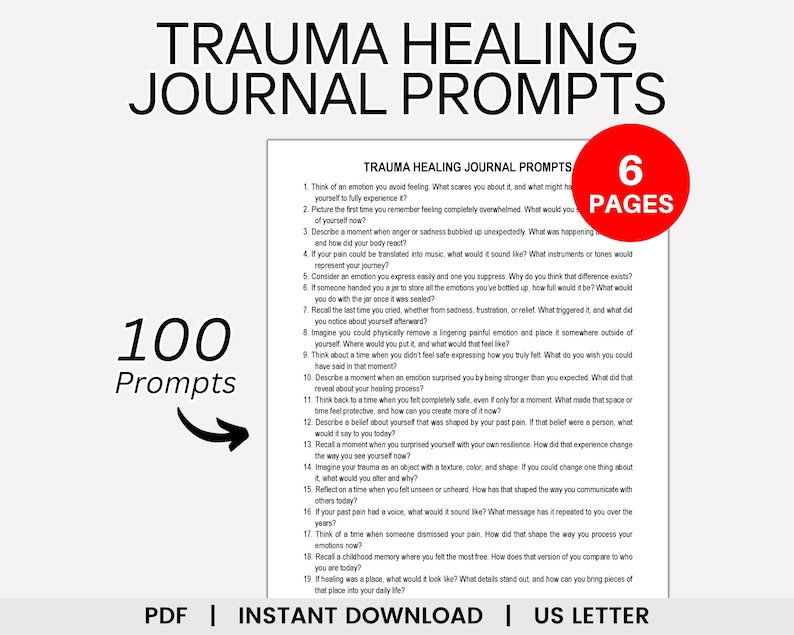 Trauma Healing Journal Prompts, Journal Prompts for Healing Trauma ...