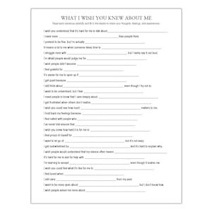 What I Wish You Knew About Me Worksheet, Self Reflection, Self ...
