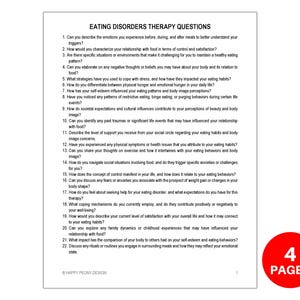 Eating Disorders Therapy Questions, Therapy Questions, Counseling ...
