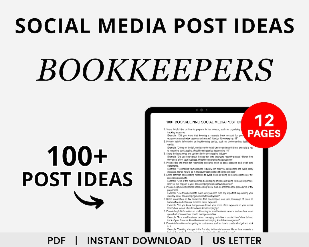 Bookkeeping Social Media Post Ideas Social Media Post Ideas - Etsy