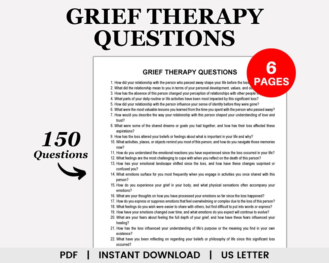 Grief Therapy Questions, Grief Counseling, Bereavement Therapy, Grief ...