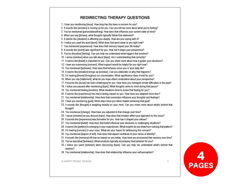 Redirecting Therapy Questions, Conversation Starters, Therapy ...
