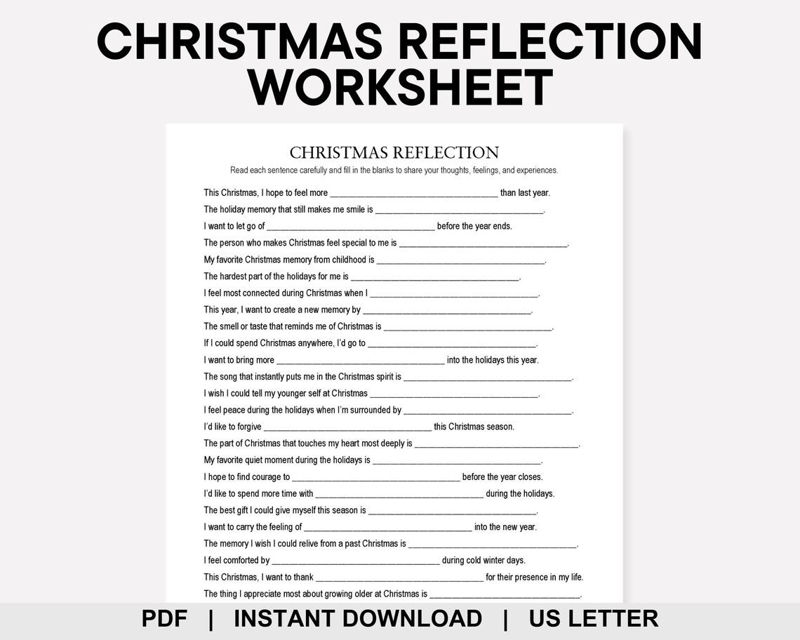 Christmas Reflection Worksheet, Holiday Reflection, End of Year Review ...