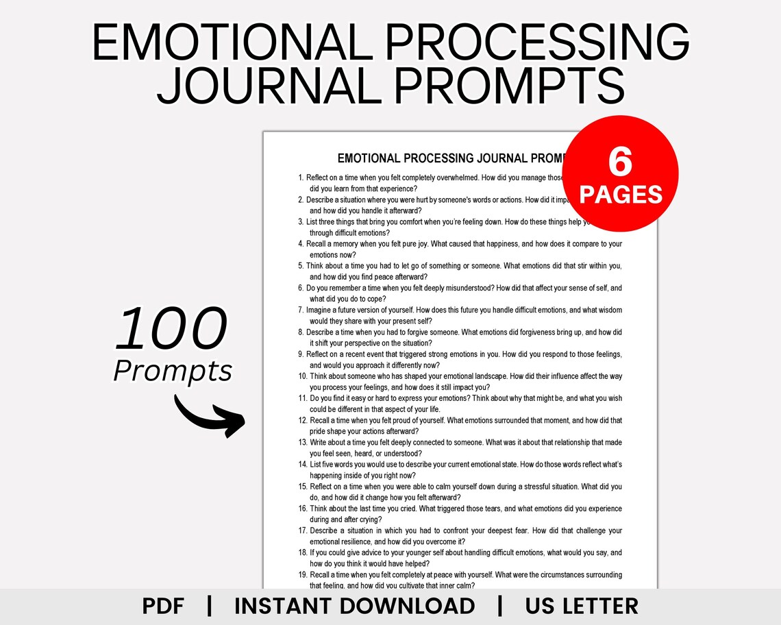 Emotional Processing Journal Prompts, Emotion Journal, Feelings Journal ...