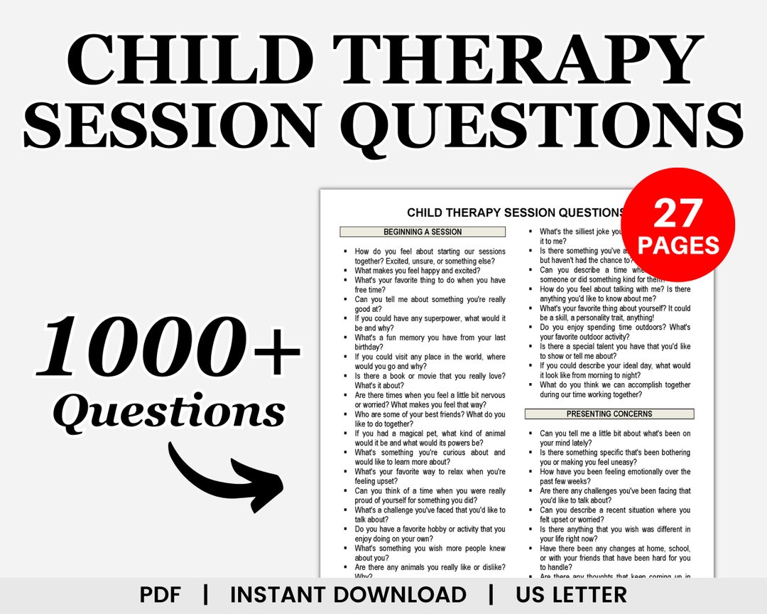 Child Therapy Session Questions, Counseling Questions, Therapy ...