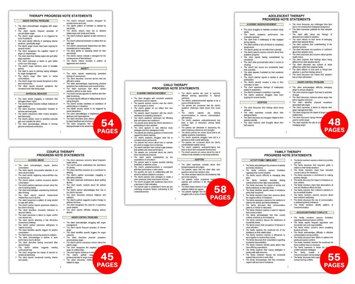 Progress Note Statements Bundle, Progress Notes Bundle, Progress Notes ...