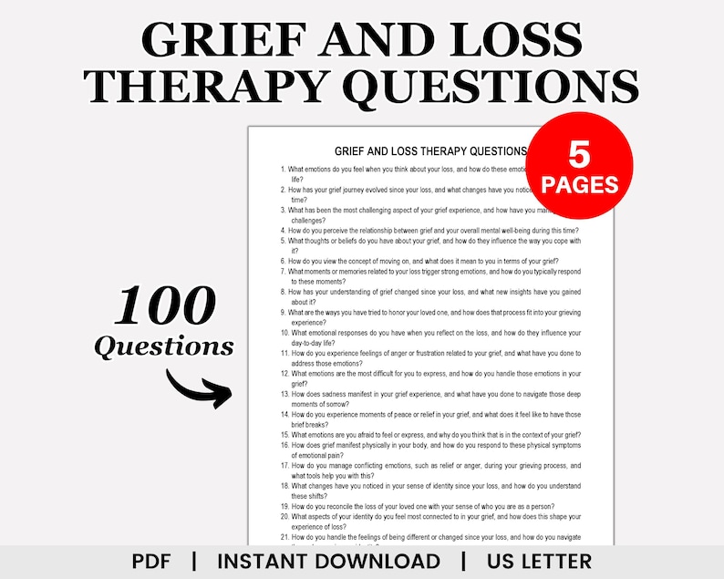 Grief and Loss Therapy Questions, Grief Therapy, Grief Counseling ...