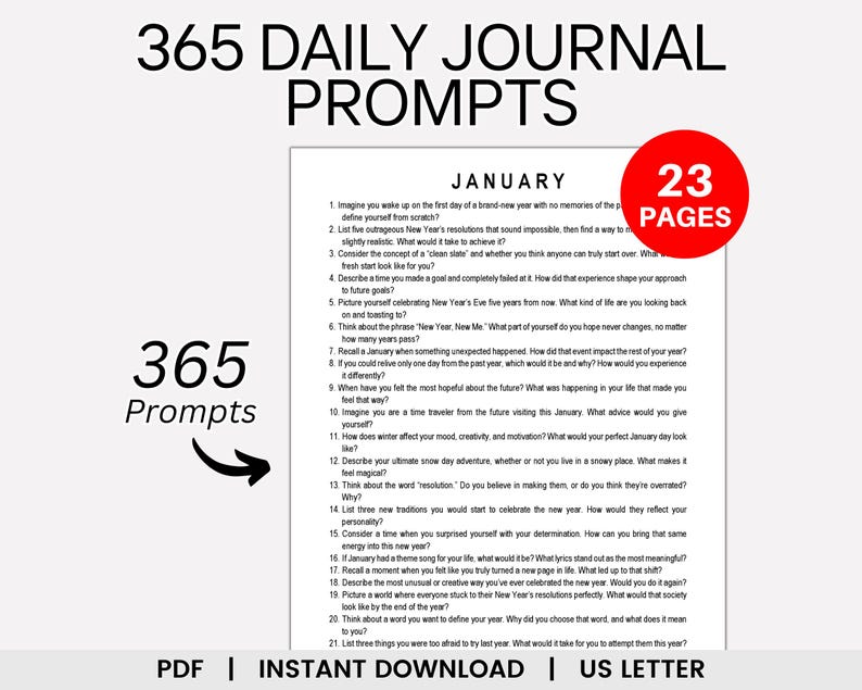 365 Journal Prompts, Journaling Prompts, Daily Journal, Monthly Journal ...