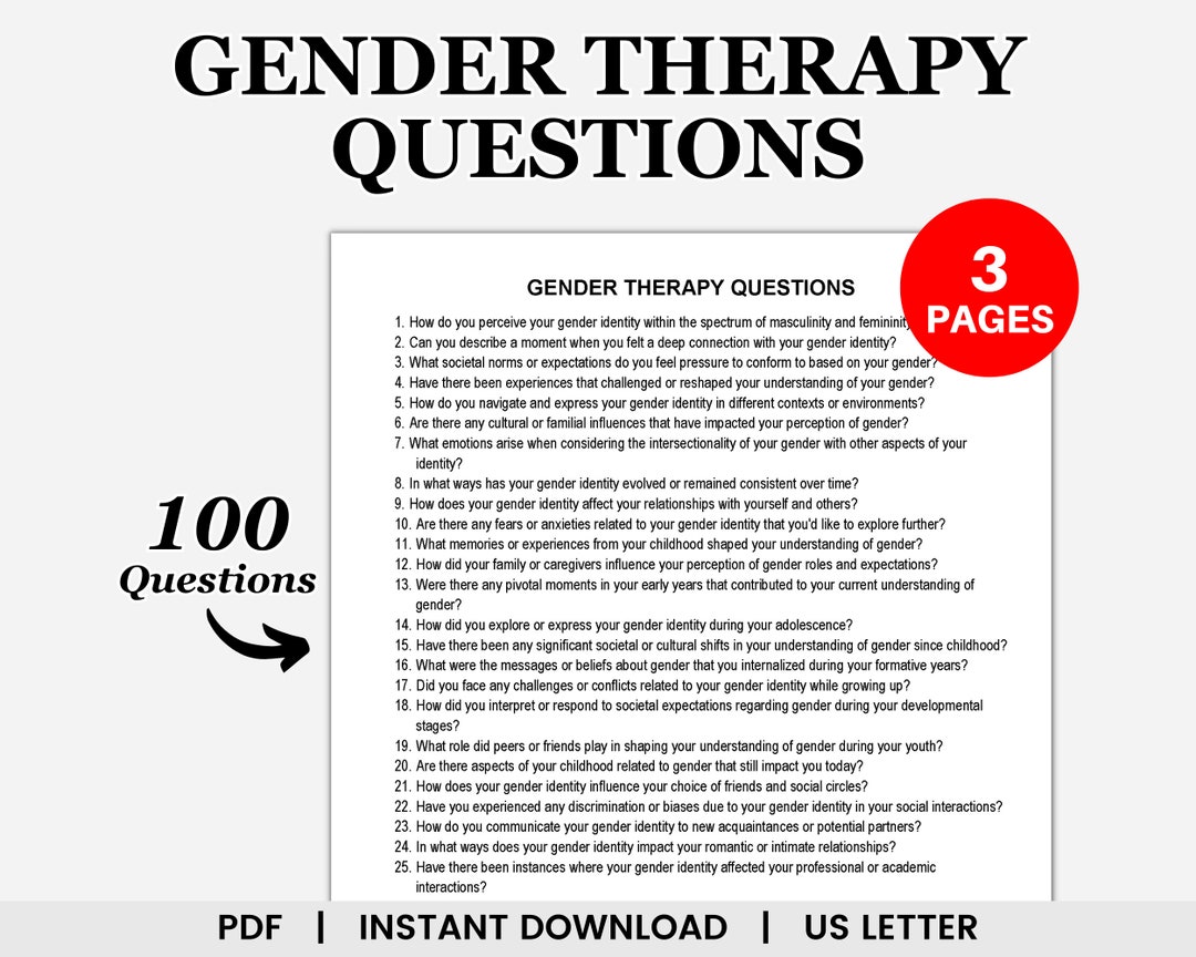 Gender Therapy Questions, Gender Questions, Counseling Questions ...