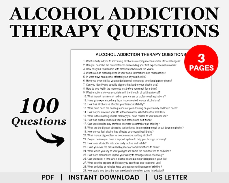 Alcohol Addiction Therapy Questions, Therapy Questions, Counseling ...