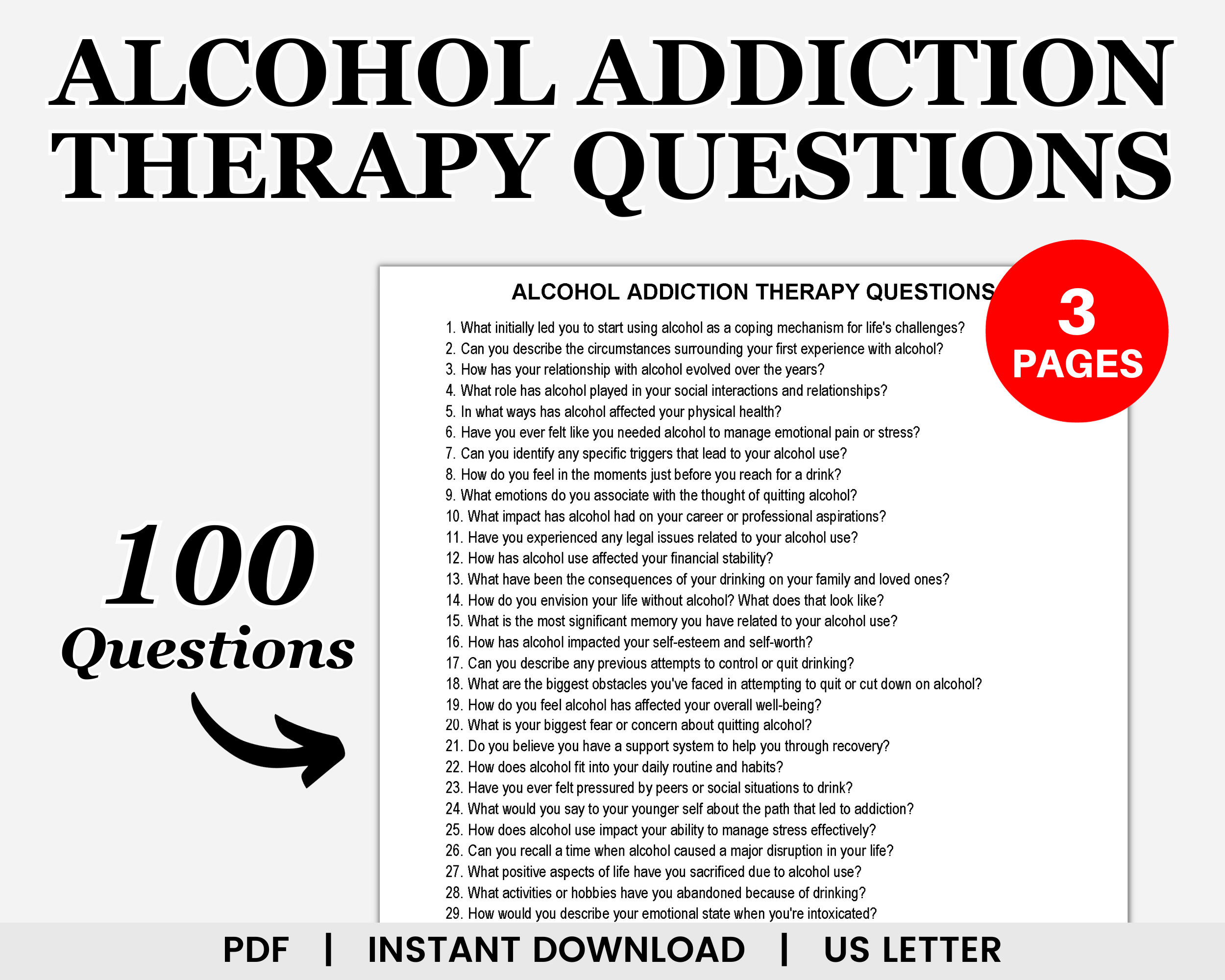 Alcohol Addiction Therapy Questions, Therapy Questions, Counseling ...
