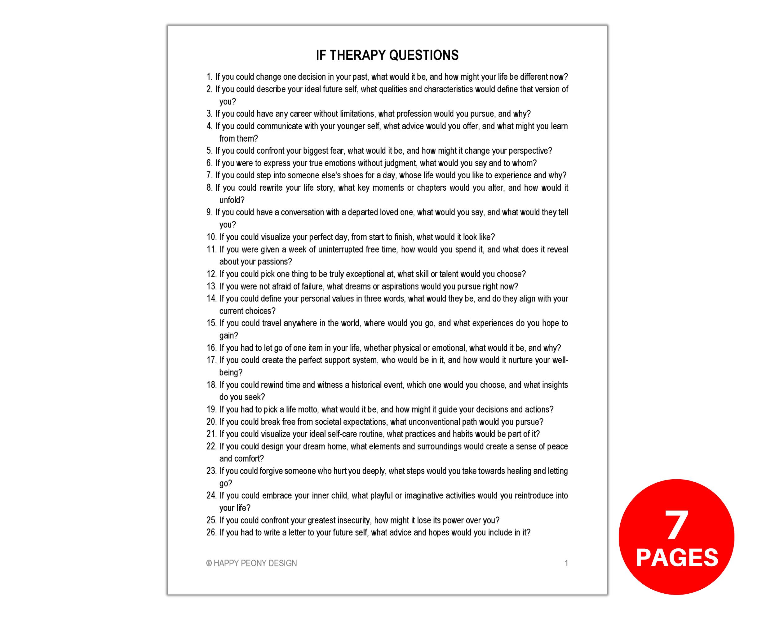 If Therapy Questions, What If Questions, Open Ended Questions ...