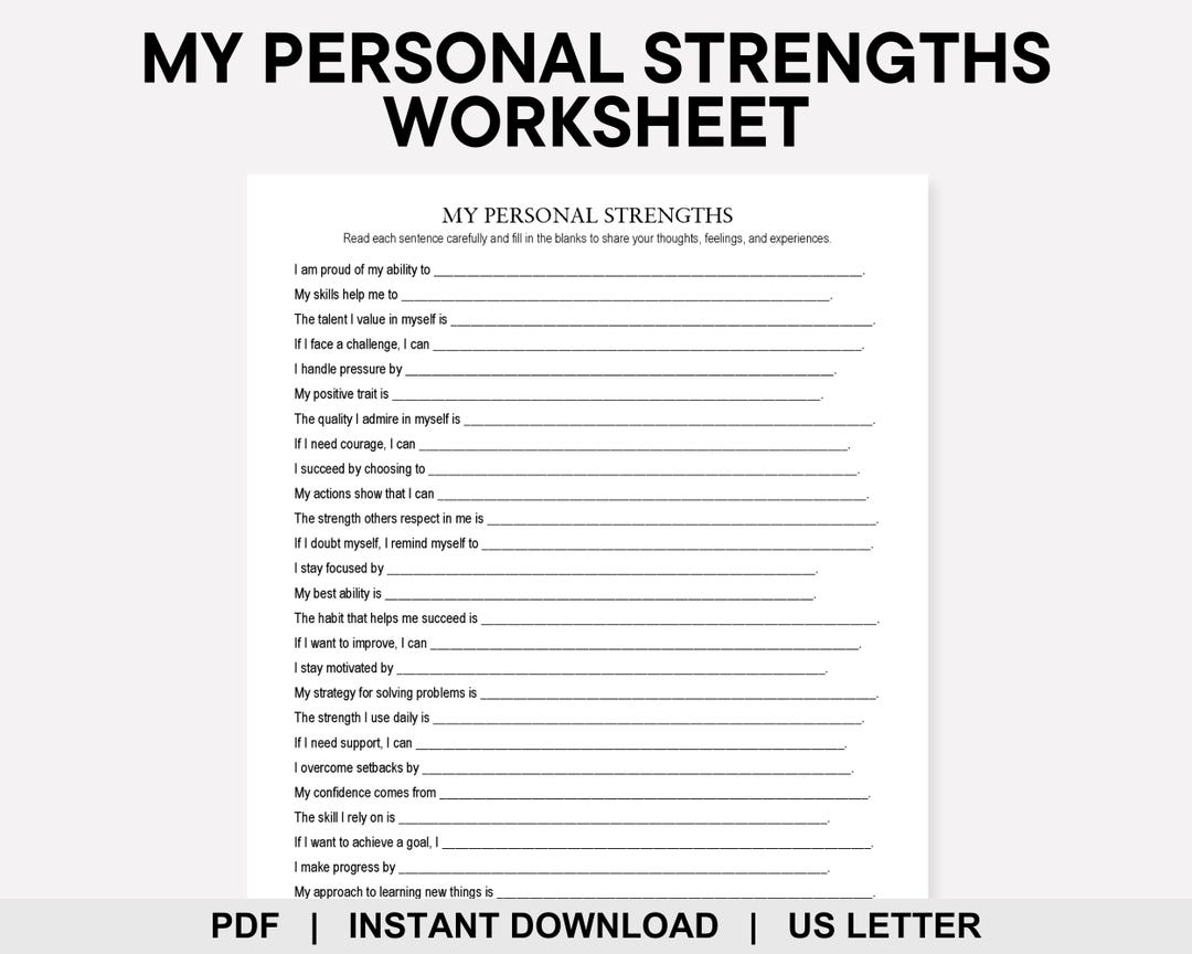 My Personal Strengths Worksheet, Inner Strengths, Growth Mindset ...
