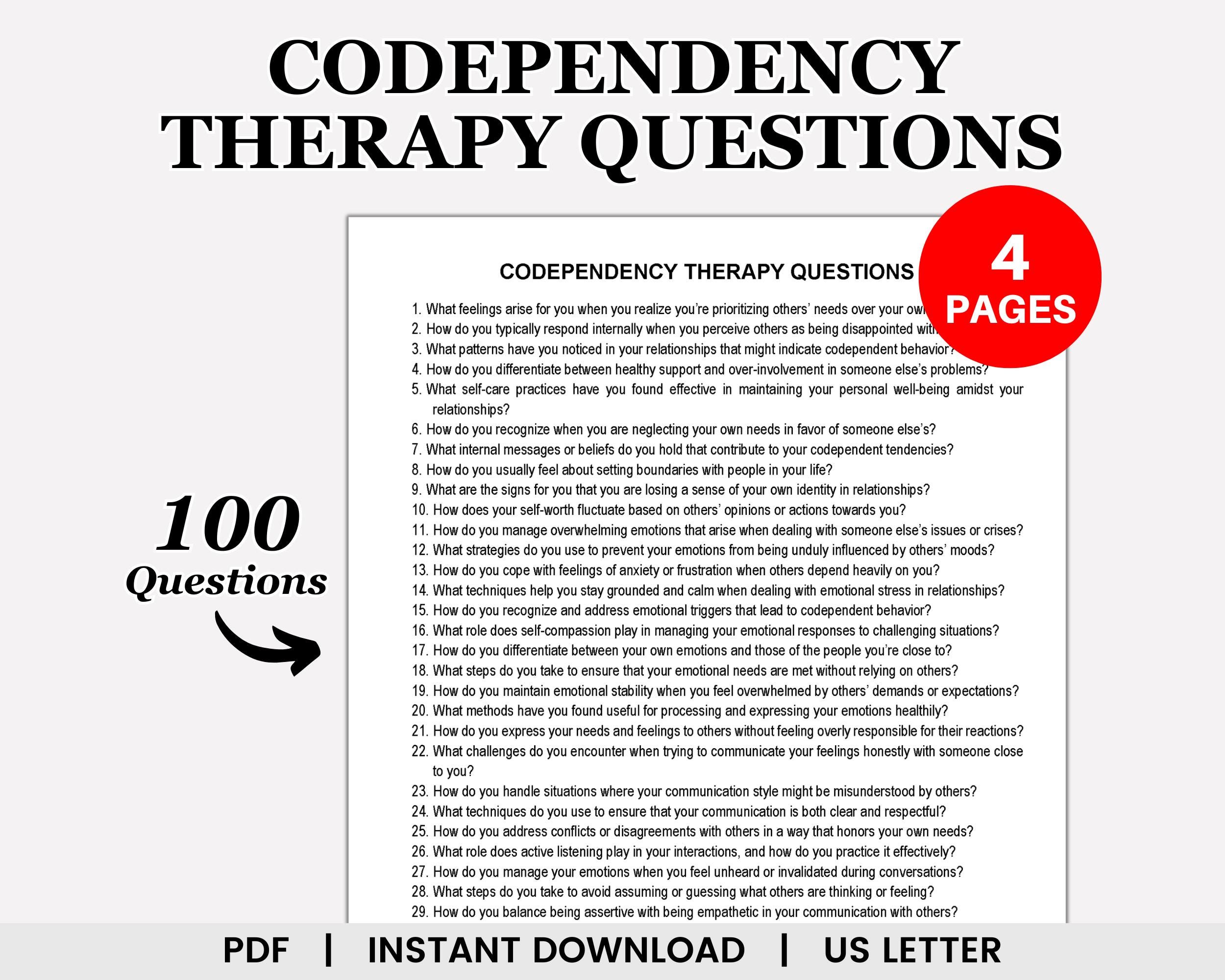Codependency Therapy Questions, Codependency Counseling, Boundary ...