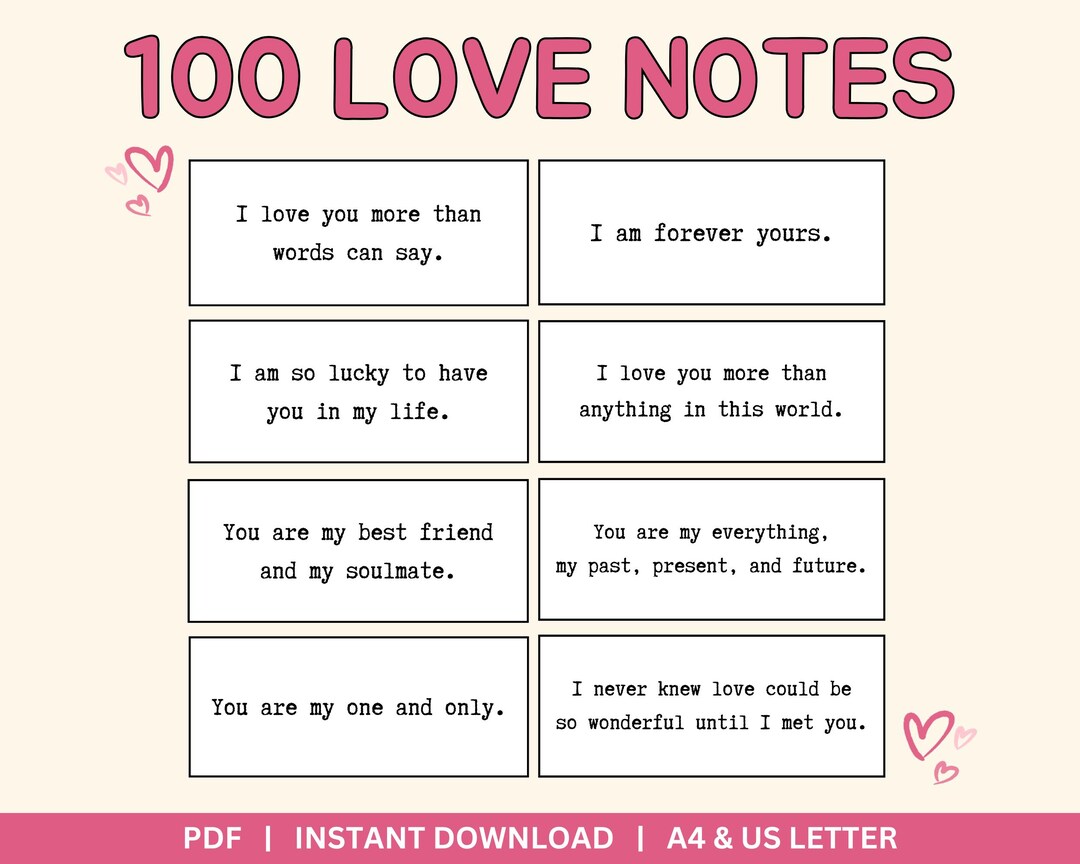 Love Notes Cards, Love Jar Notes, Love Notes for Him, Love Notes for ...
