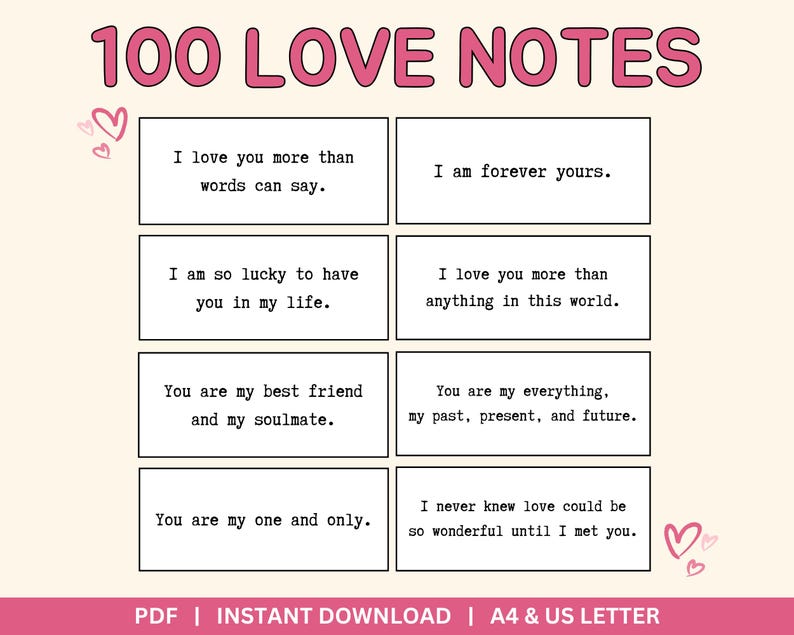 Love Notes Cards, Love Jar Notes, Love Notes for Him, Love Notes for ...