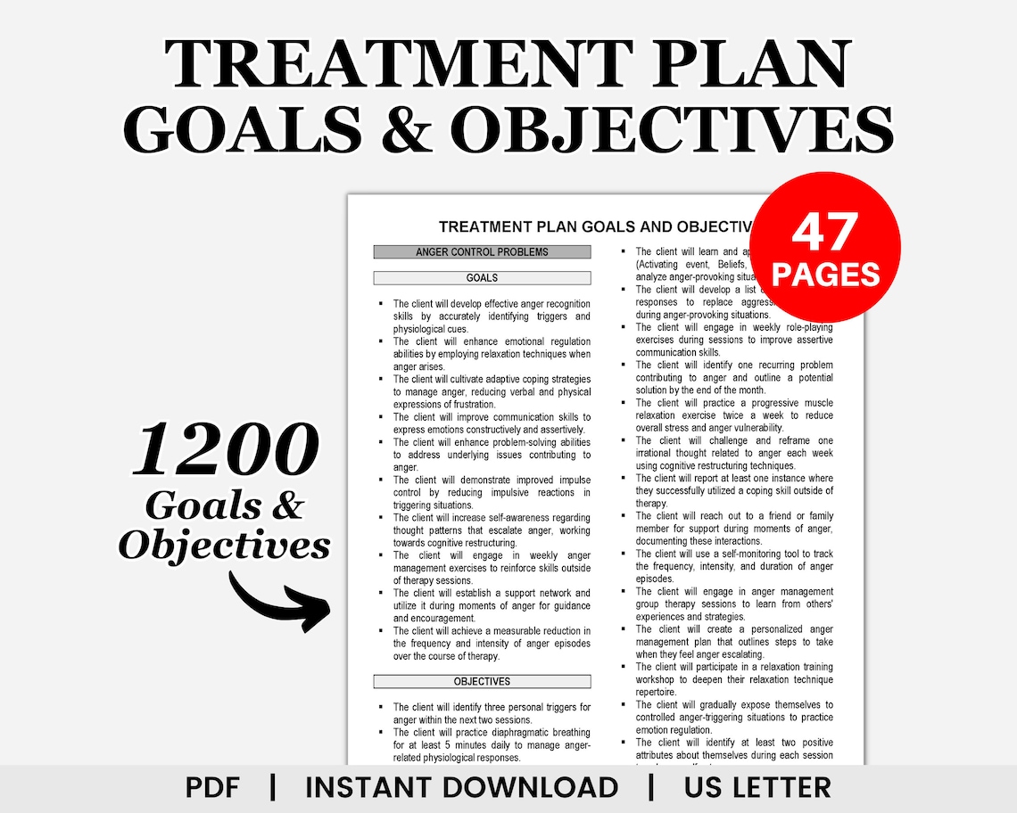 Treatment Plan Goals and Objectives, Therapy Goals and Objectives ...