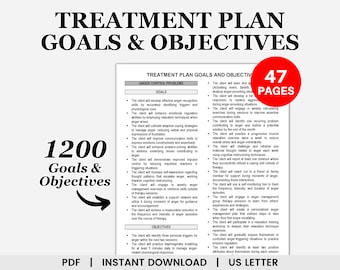Adolescent Treatment Plan Goals and Objectives, Therapy Goals and Objectives, Treatment Planning ...