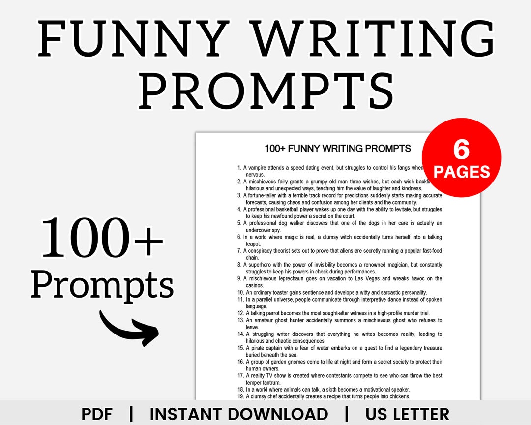 Funny Writing Prompts for Adults Comedy Writing Prompts - Etsy