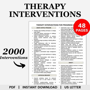Therapy Interventions for Progress Notes, Therapeutic Interventions ...