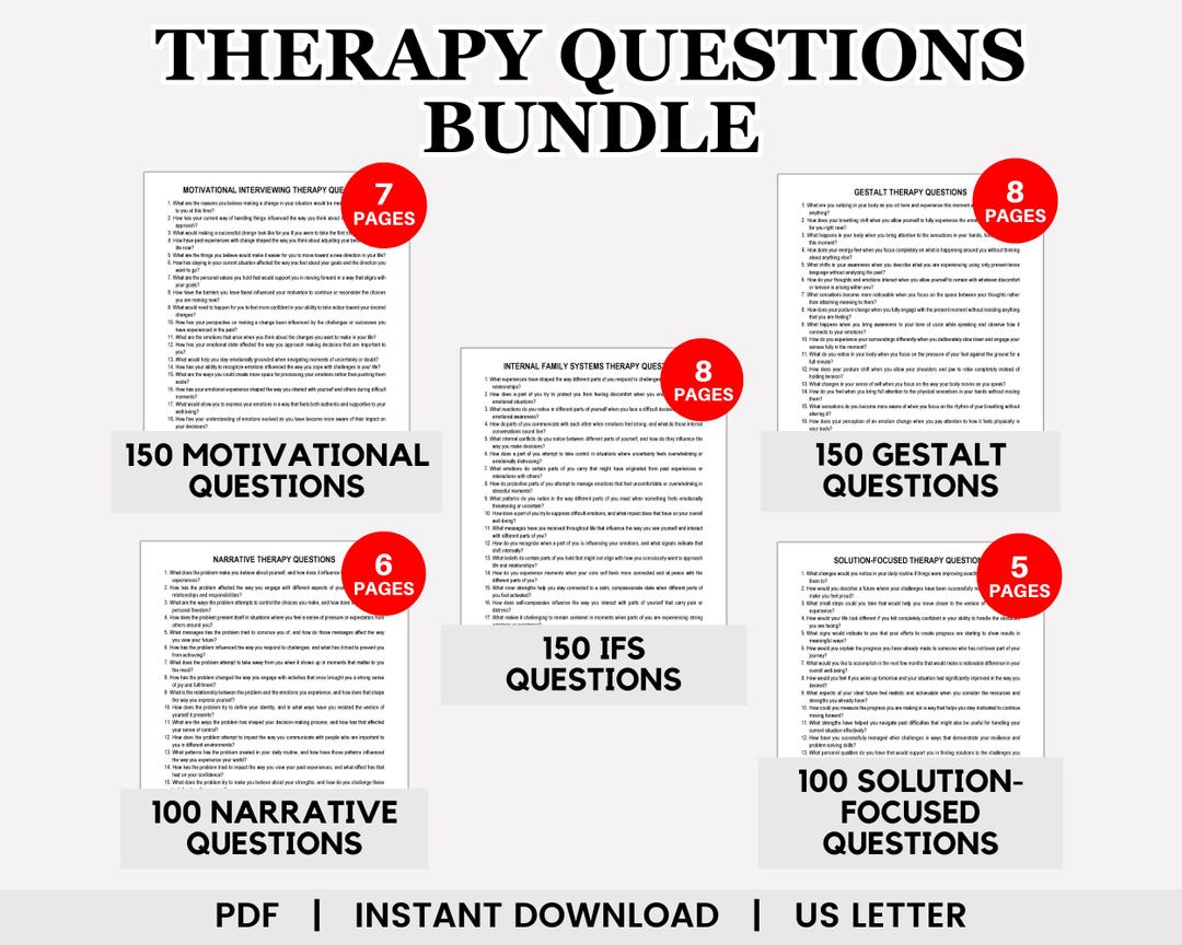 Therapy Questions Bundle, Motivational Interviewing Questions, IFS ...