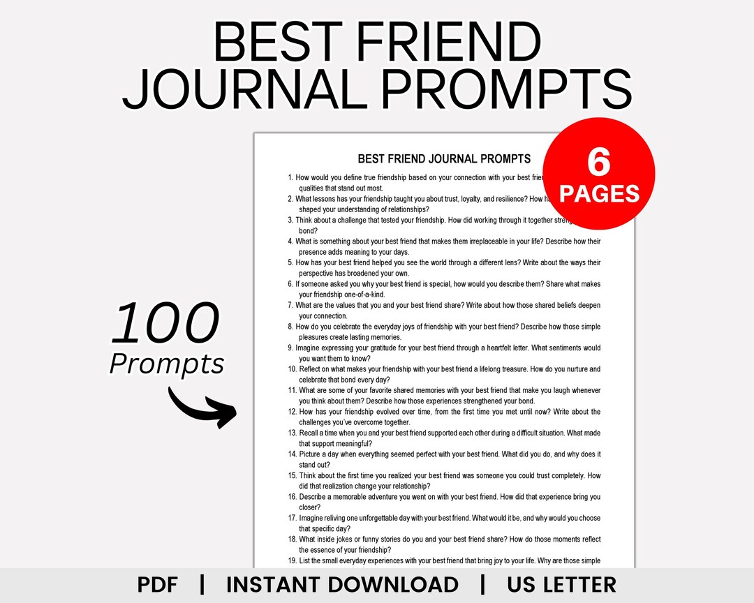 Best Friend Journal Prompts, Journal Prompts for Best Friends, Best ...