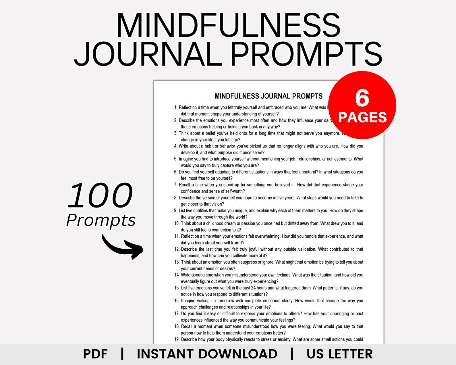 Mindfulness Journal Prompts, Journal Prompts for Mindfulness ...
