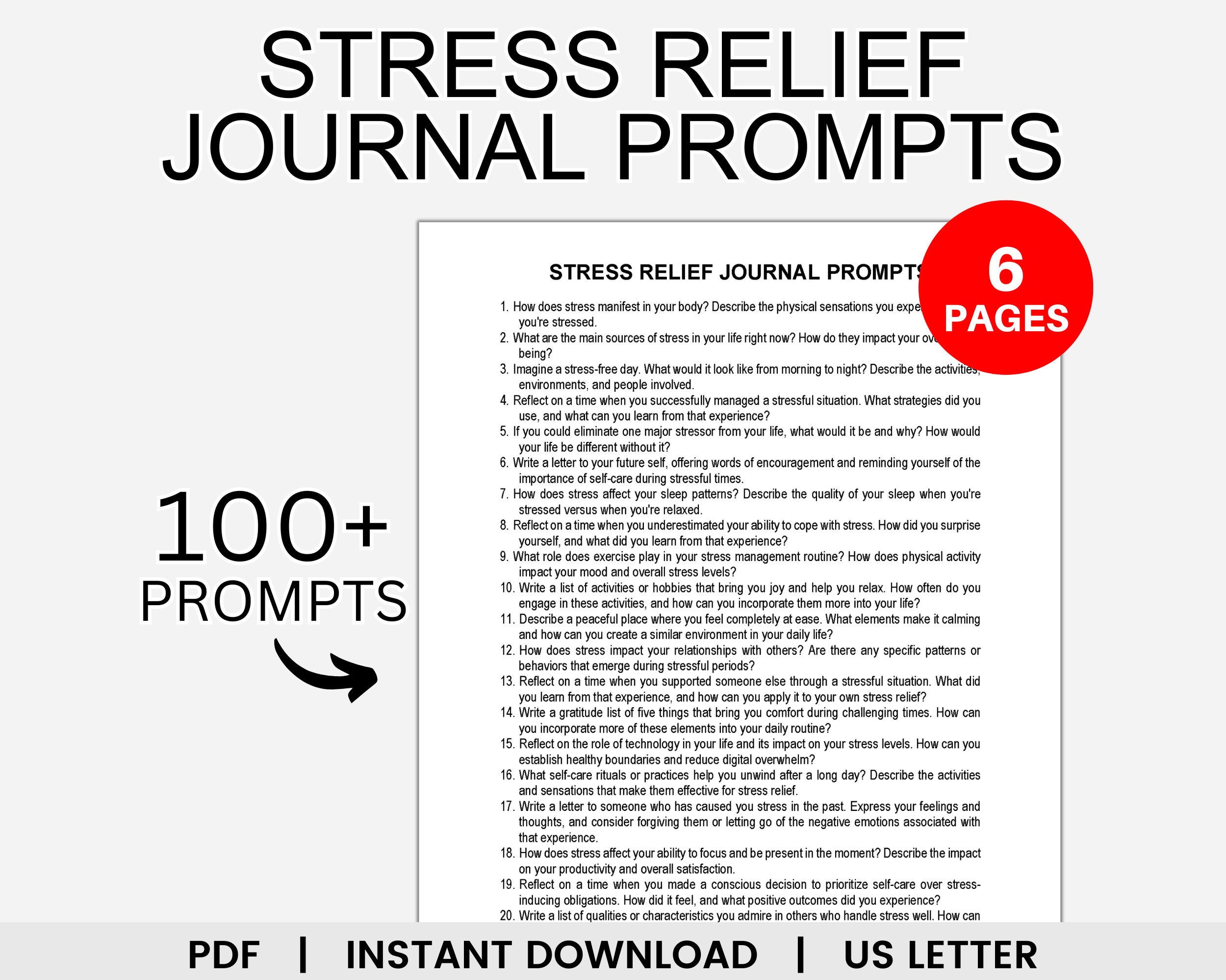 Stress Relief Journal Prompts, Journal Prompts for Stress Relief ...