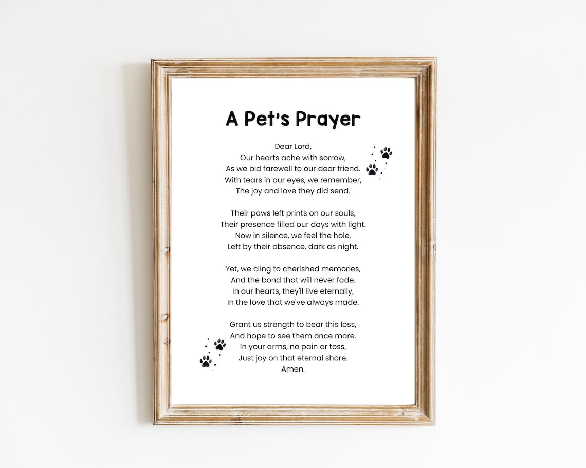 A Pet's Prayer Wall Art, Pet Loss Gift, Pet Memorial Gift, Pet Sympathy ...