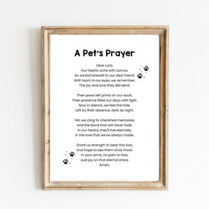 A Pet's Prayer Wall Art, Pet Loss Gift, Pet Memorial Gift, Pet Sympathy ...