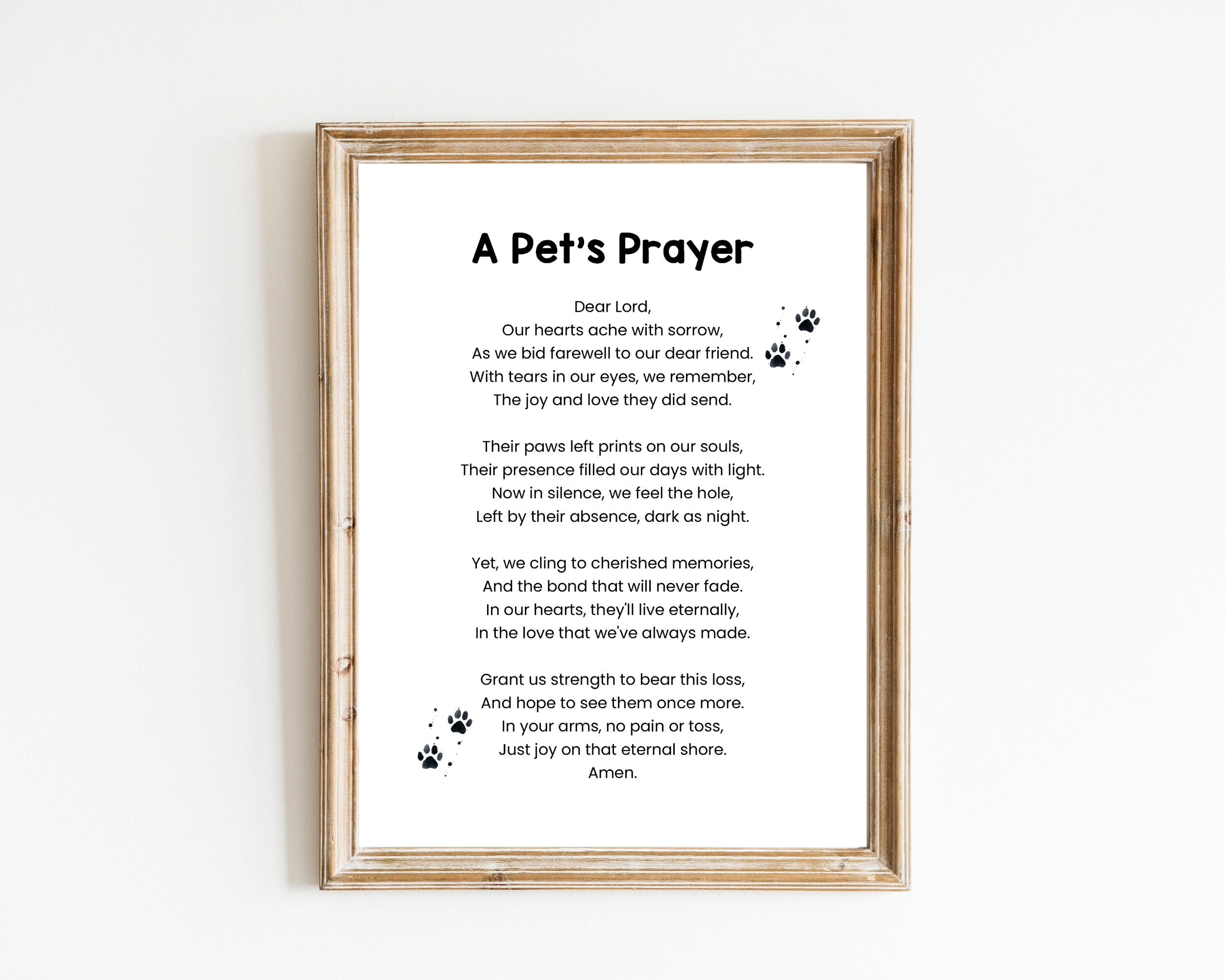 A Pet's Prayer Wall Art, Pet Loss Gift, Pet Memorial Gift, Pet Sympathy ...