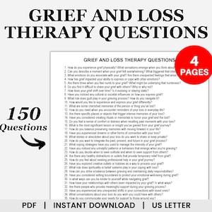 Grief and Loss Therapy Questions, Counseling Questions, Therapy ...
