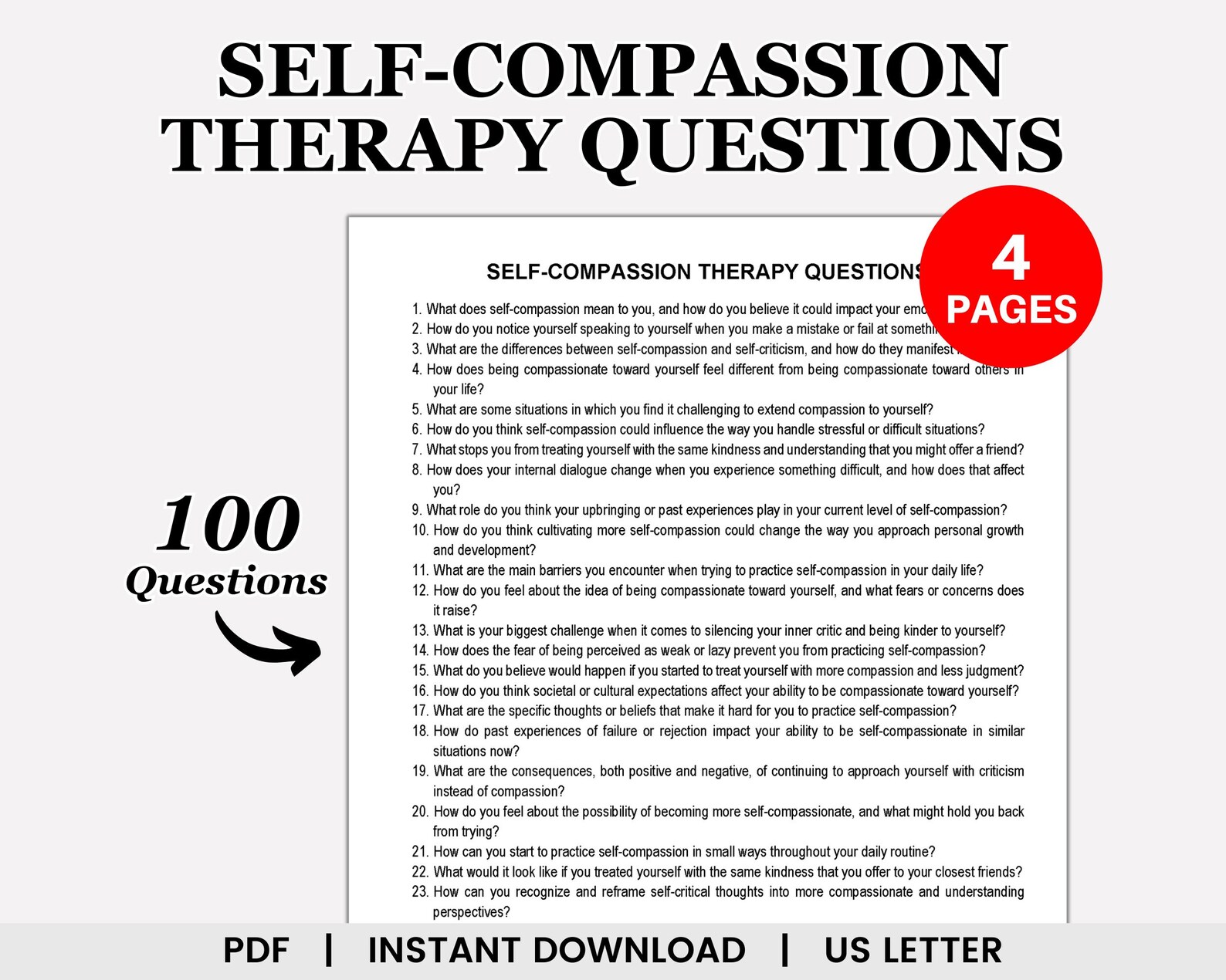 Self Compassion Therapy Questions, Compassion Focused Therapy, Self ...