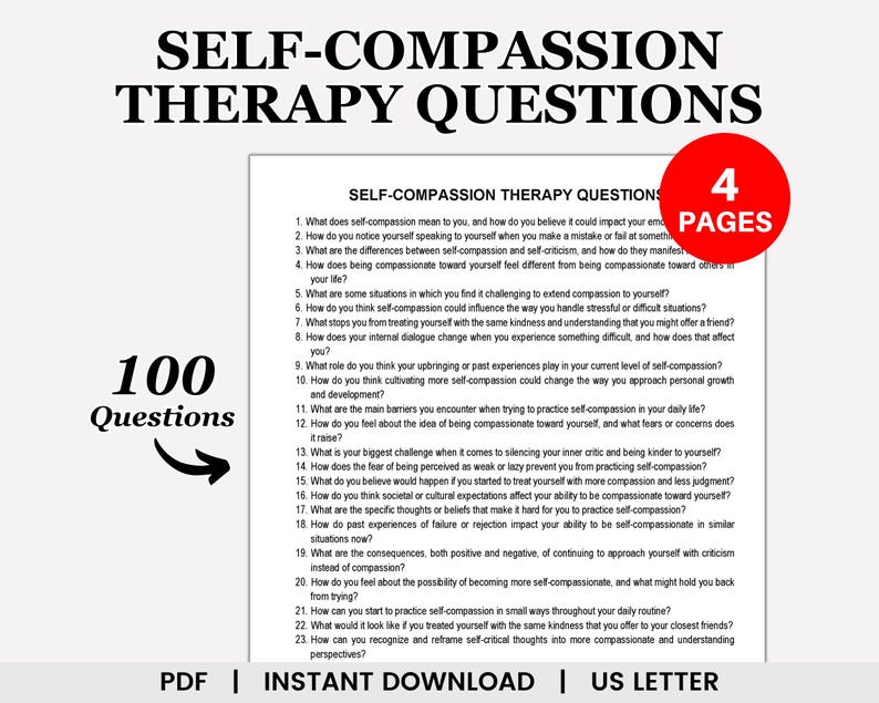 Self Compassion Therapy Questions, Compassion Focused Therapy, Self ...