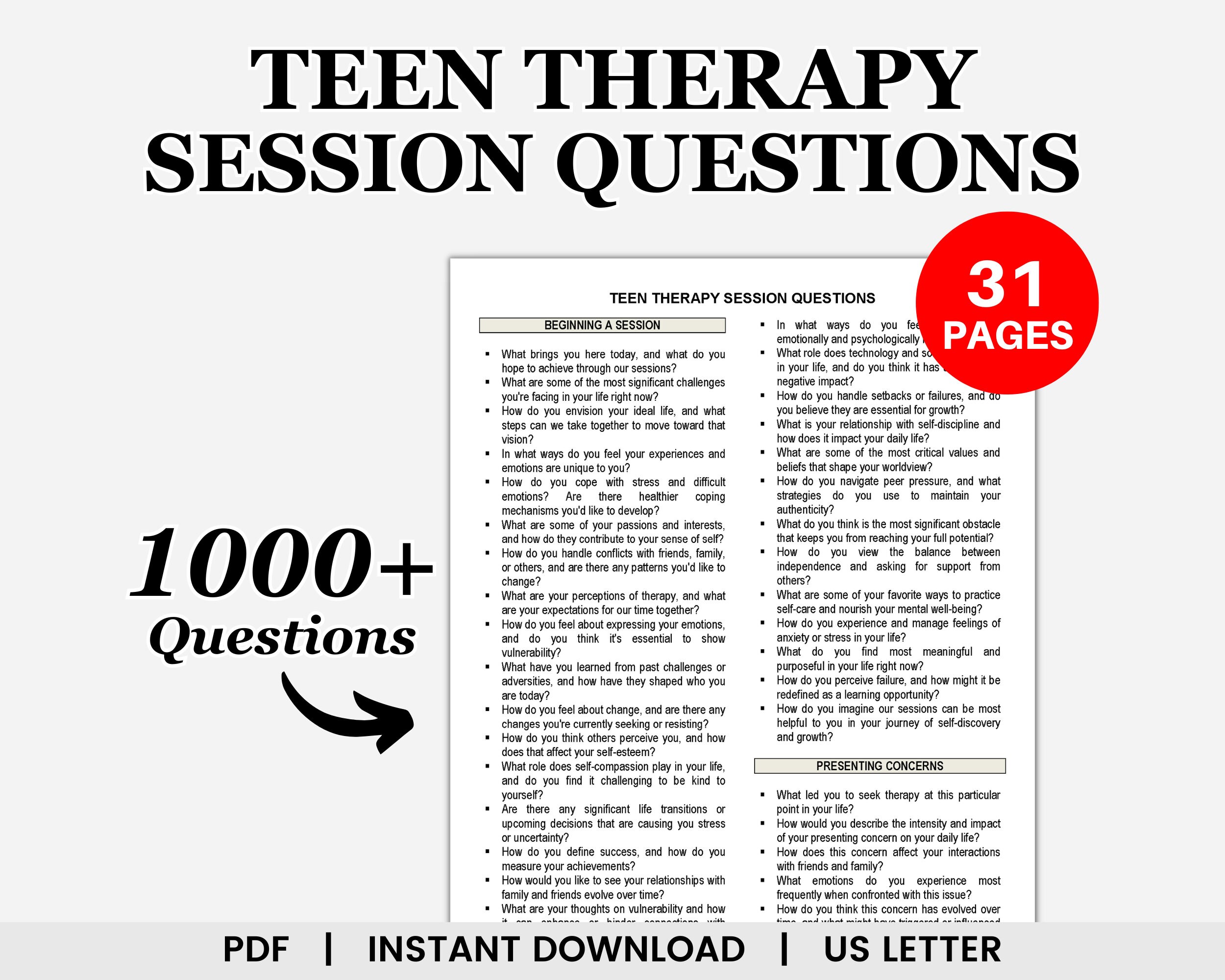 Teen Therapy Session Questions, Teen Therapy Check in Questions, Teen ...