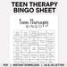 Teen Therapy Bingo, Mental Health Bingo, Printable Bingo, Teen Mental ...