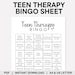 Teen Therapy Bingo, Mental Health Bingo, Printable Bingo, Teen Mental ...