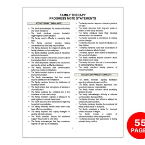 Family Therapy Progress Note Statements, Therapy Progress Notes ...