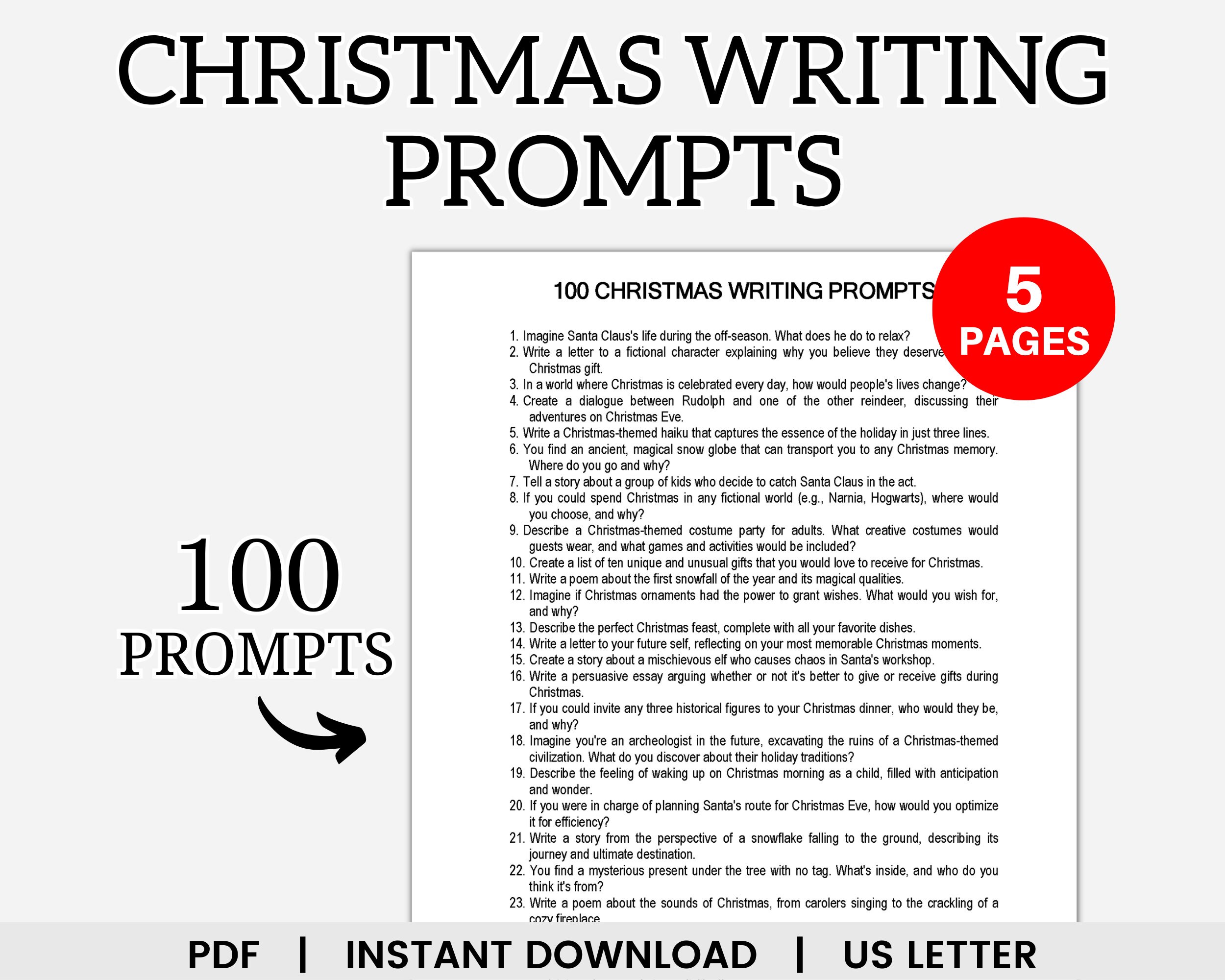 Christmas Writing Prompts, Writing Prompts for Christmas, Christmas ...