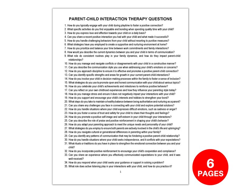 Parent Child Interaction Therapy Questions, Therapy Questions ...