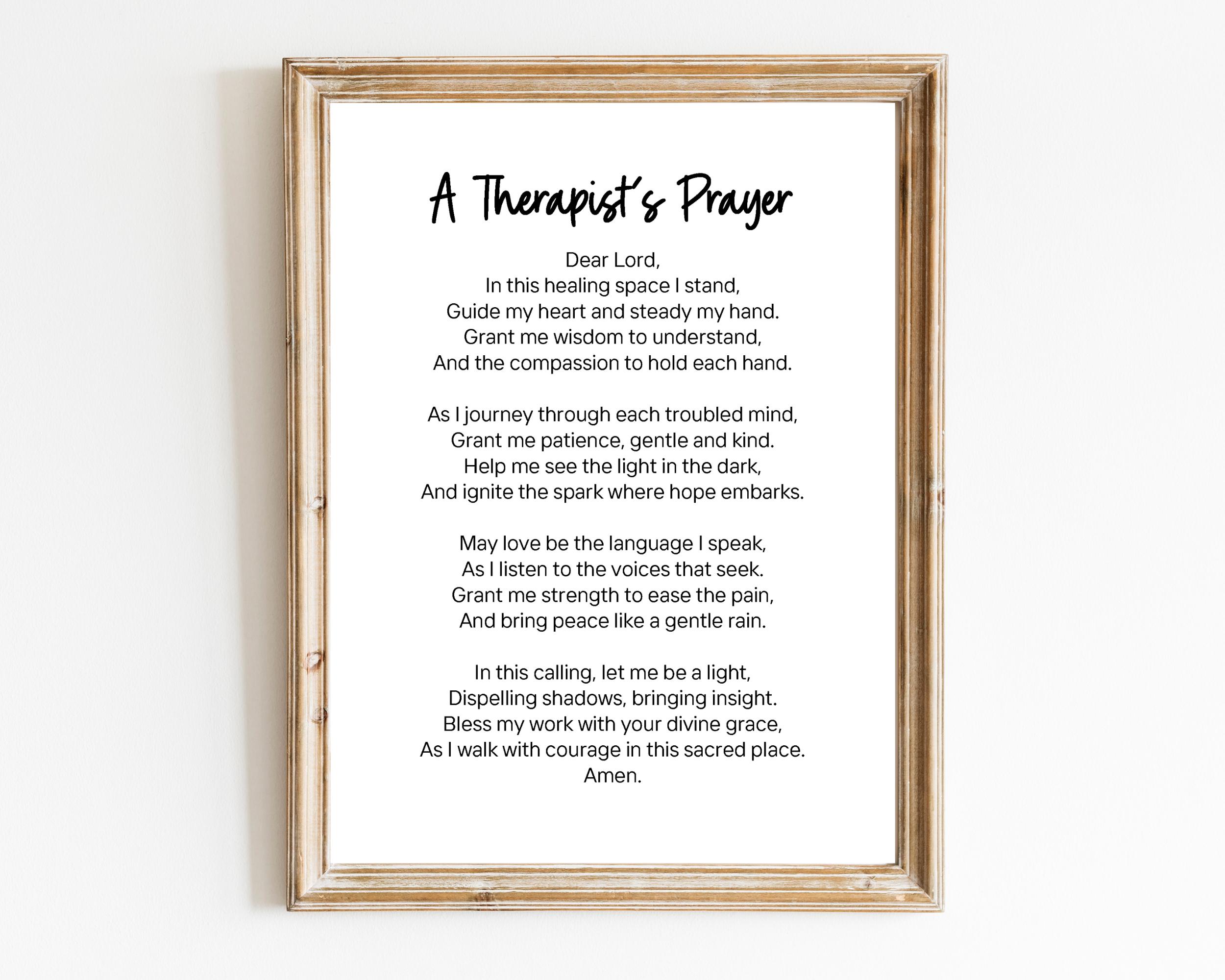 A Therapist's Prayer Wall Art, Therapy Office Decor, Therapist Gifts ...