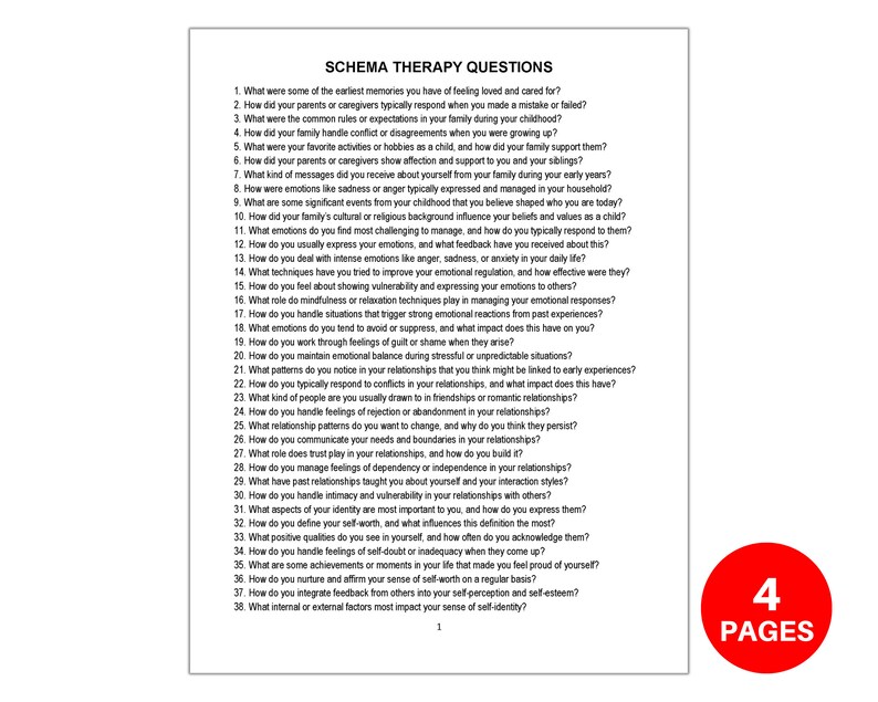 Schema Therapy Questions, Schema Questions, Borderline Personality ...