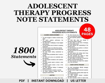 Child Therapy Progress Note Statements, Therapy Progress Notes ...