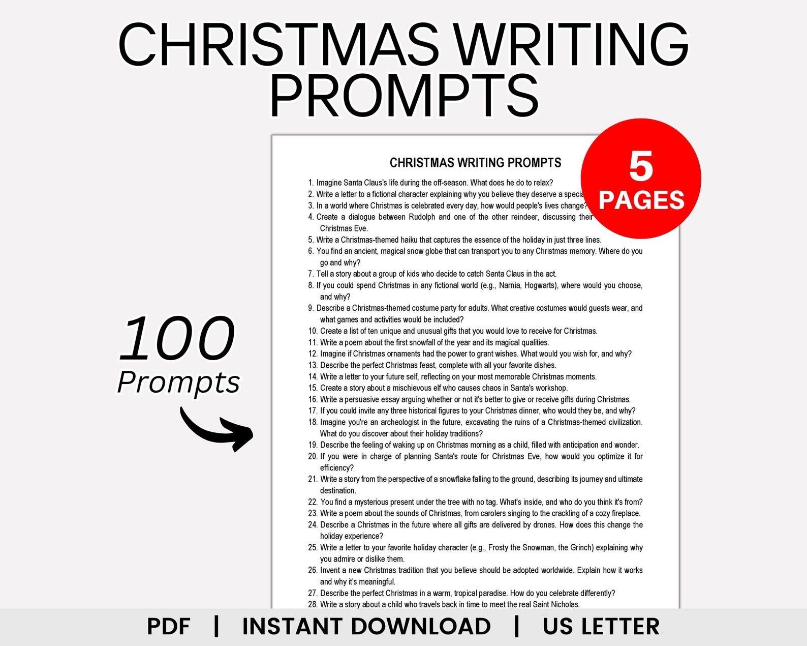 Christmas Writing Prompts, Writing Prompts for Christmas, Christmas ...