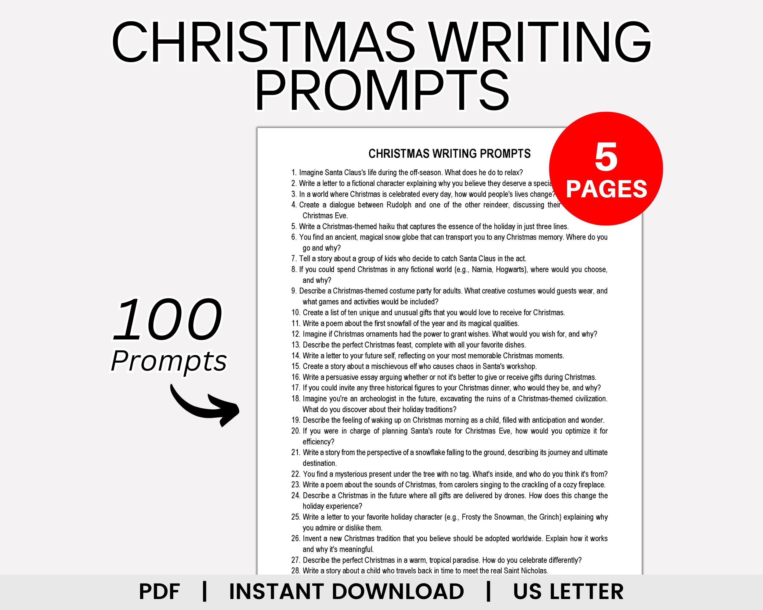 Christmas Writing Prompts, Writing Prompts for Christmas, Christmas ...