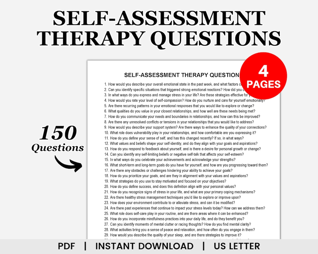Self Assessment Therapy Questions, Self Aware Questions, Therapy ...